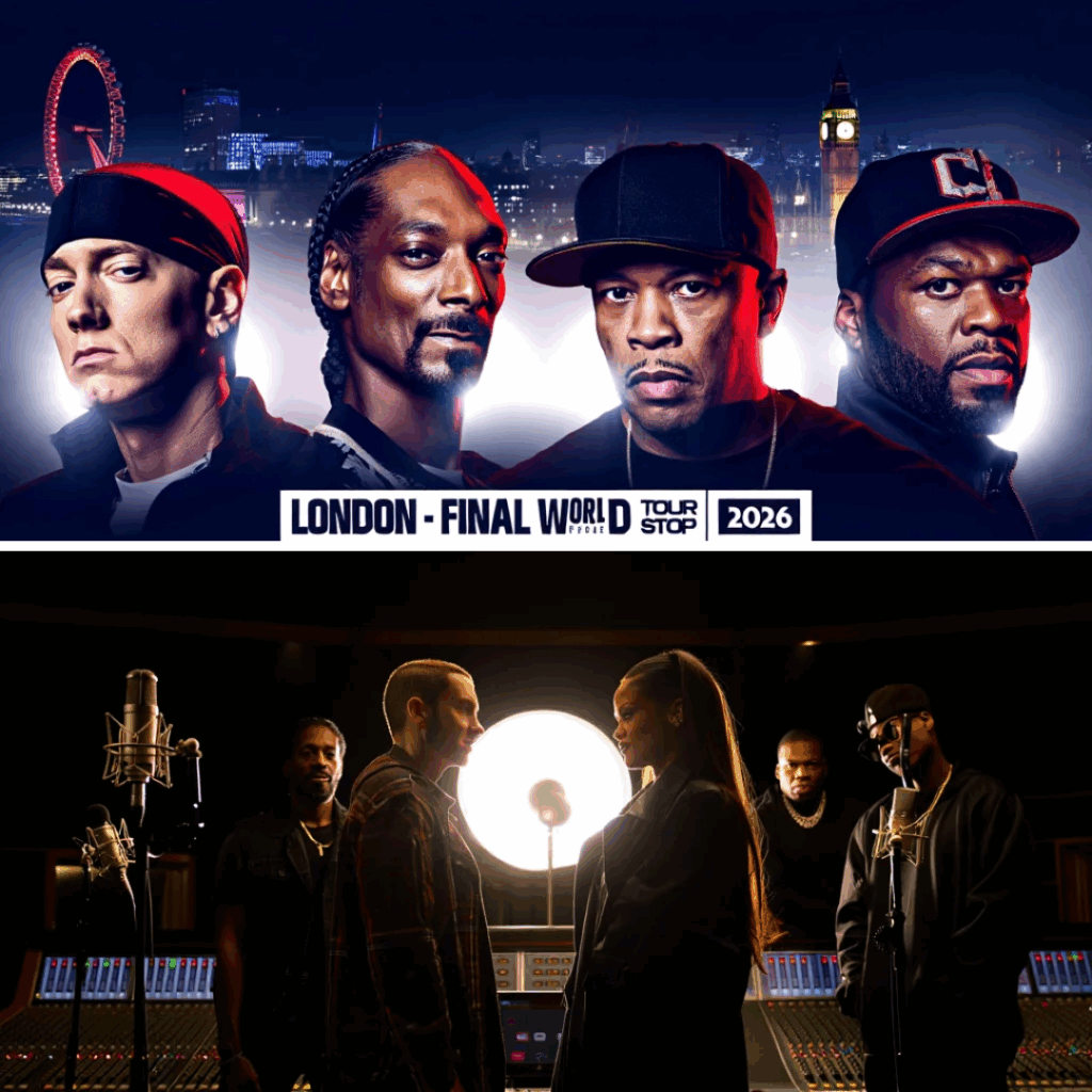 Whispers reveal the Eminem, Snoop Dogg, Dr. Dre, and 50 Cent World Tour 2026 in UK is part of a ...